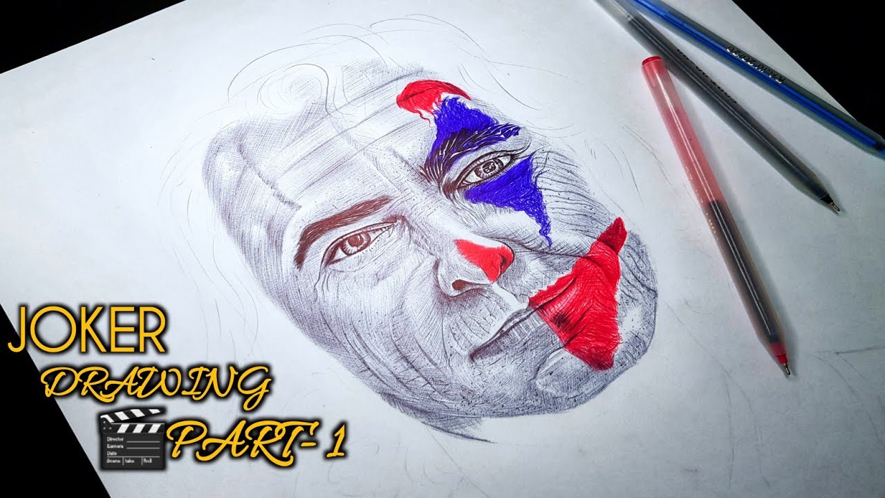 Joker Drawing | using ballpoint pen drawing for beginners | part 1 # ...