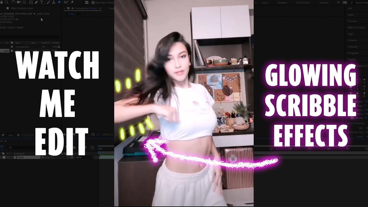 Watch me edit | After Effects - Glowing Scribble Effects on a Tik Tok Video - YouTube
