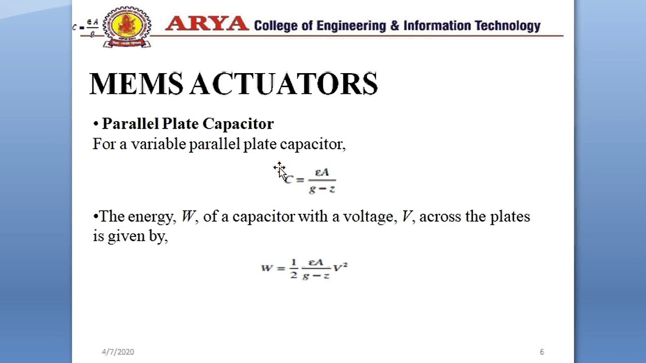 INTRODUCTION TO MEMS- MICROACTUATORS(L3) By Pooja Kumari | Arya College ...