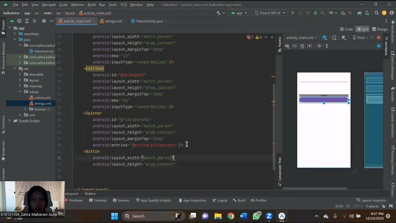 Tutorial Membuat Kalkulator Sederhana Di Aplikasi Android studio - YouTube