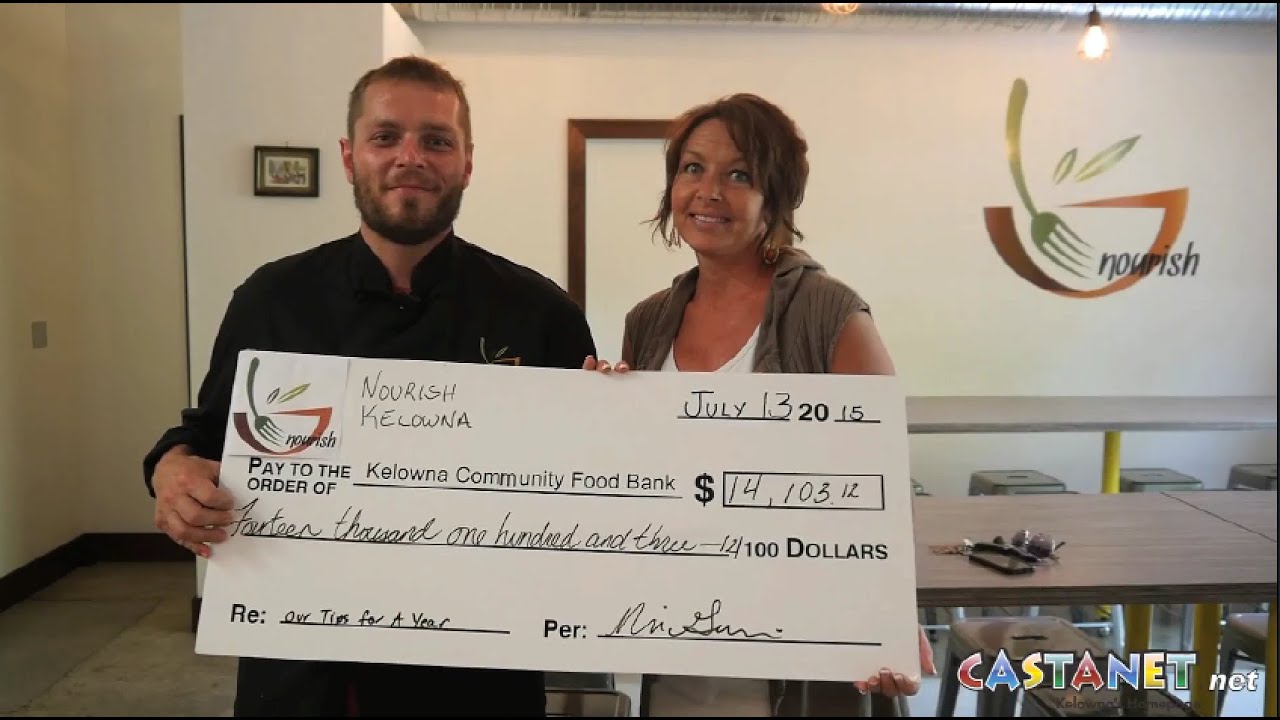 Local restaurant gives to food bank - YouTube
