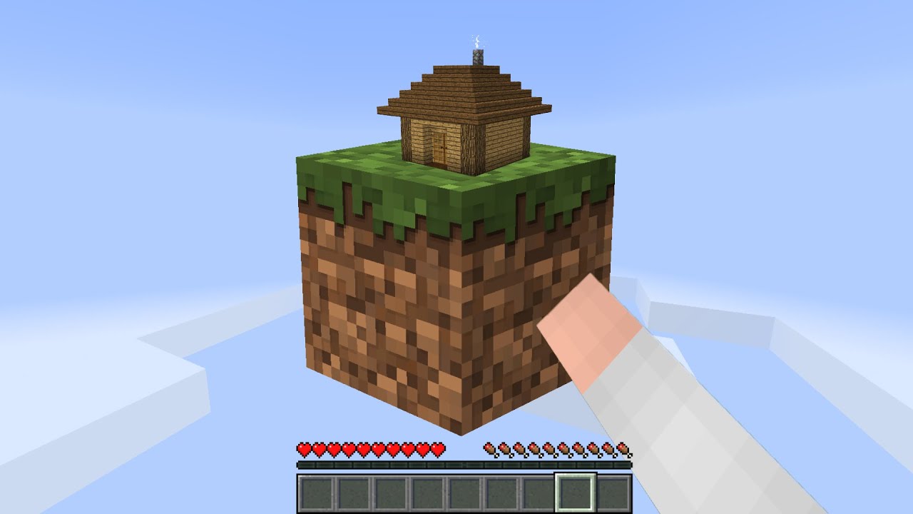 Minecraft but you can build a house on 1 block... - YouTube