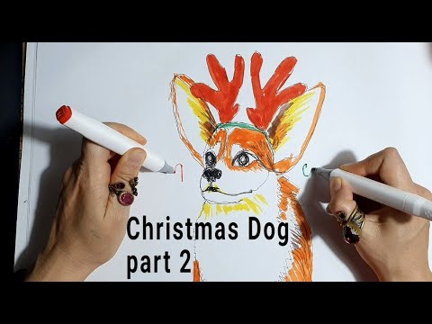 Drawing Christmas Dog part 2 - YouTube