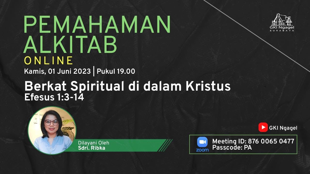 Pemahaman Alkitab Online - Kamis, 01 Juni 2023 pk. 19.00 - YouTube
