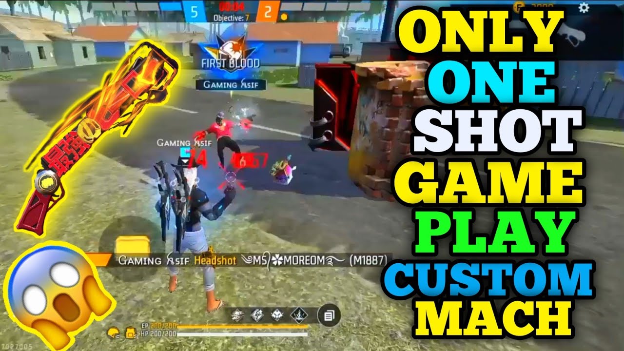 one shot game play free fire in custom challenge 😱 from gaming asif ...