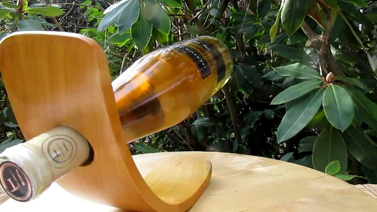 Wine Bottle Holder - Self Balancing - Fustic Wood - www.HeartwoodGifts ...