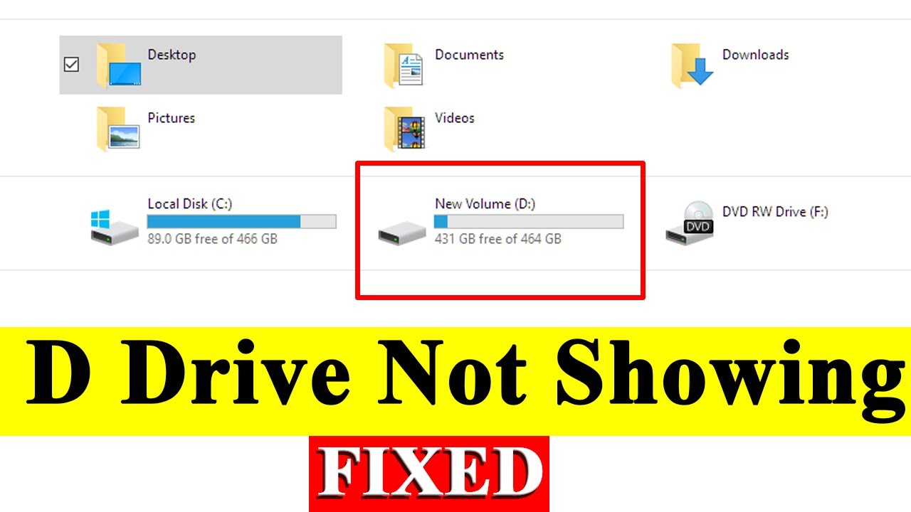 How To Fix (D Drive Or E Drive) Not Showing My Computer || (E Drive Or ...