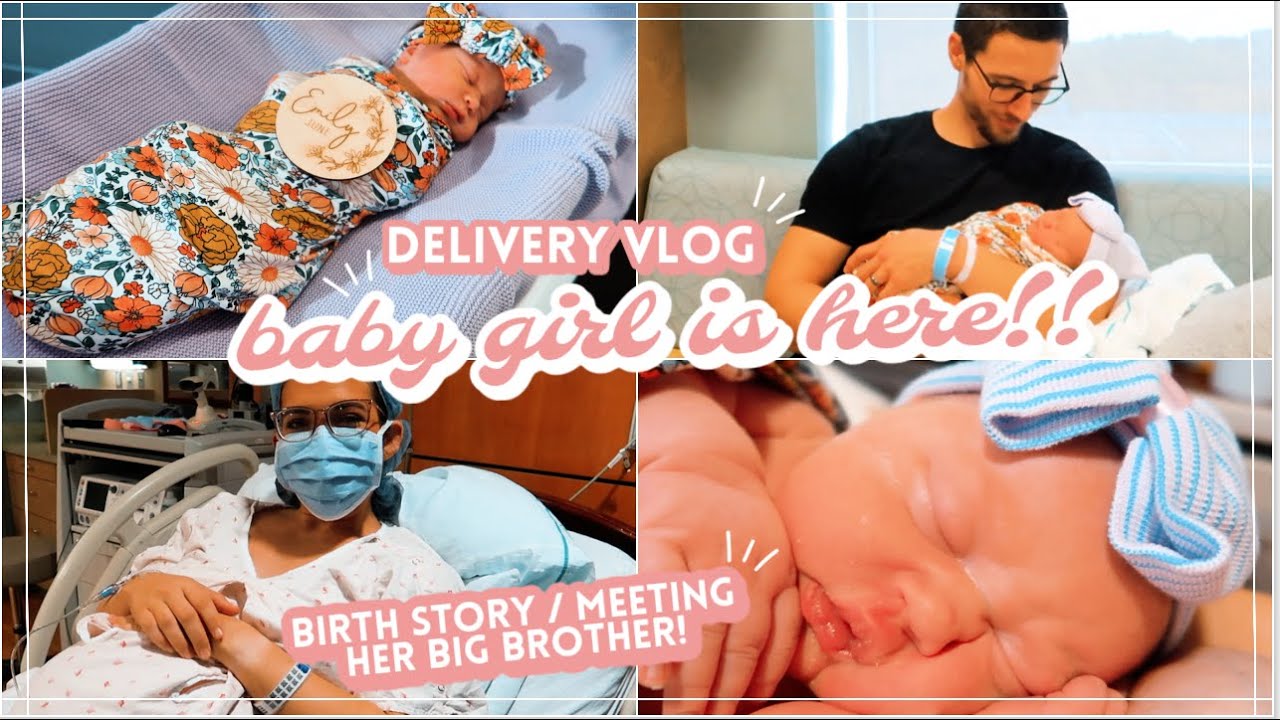 Delivery Vlog // BABY GIRL IS HERE!! 🎀 Birth Story + Meeting Her Big ...