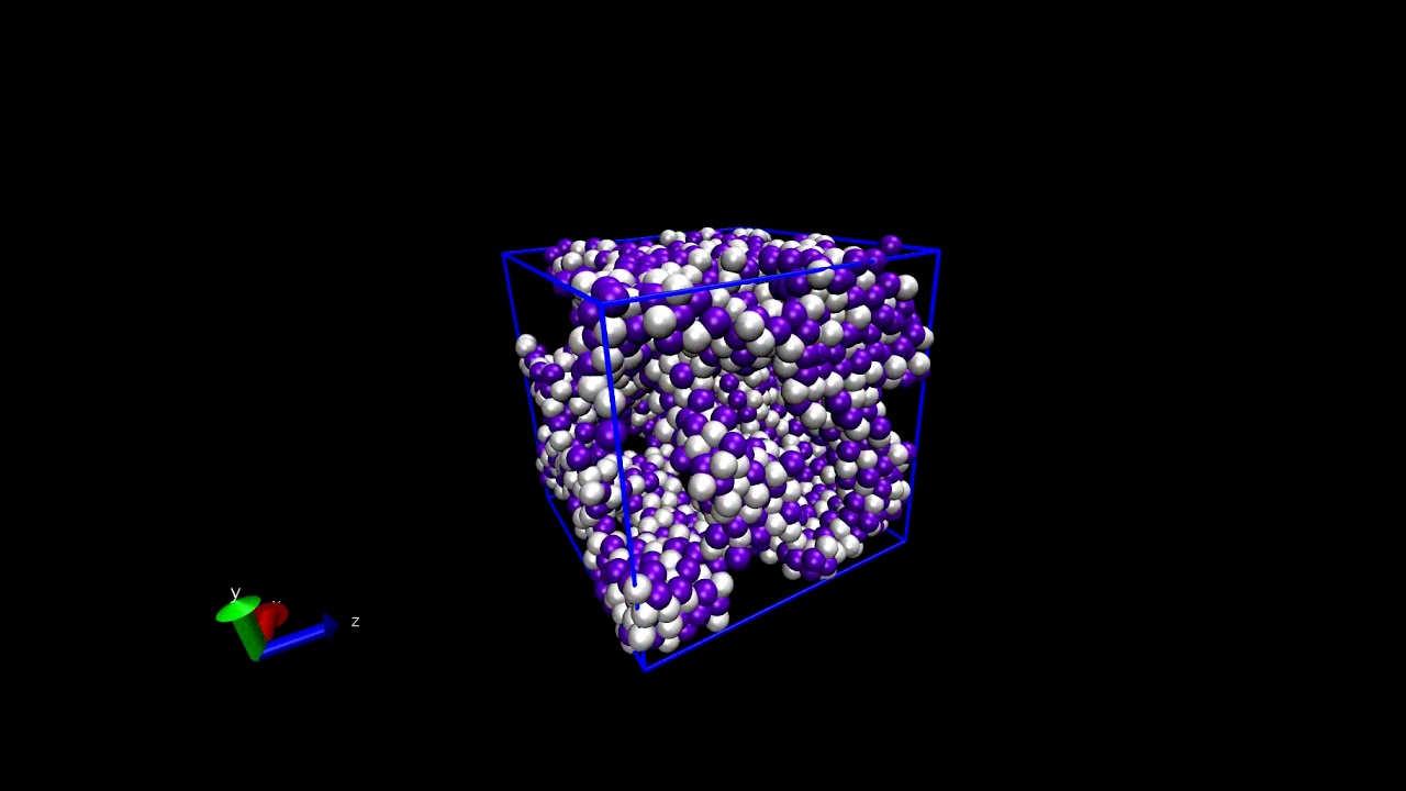 Binary-mixture LJ particles with LAMMPS - YouTube