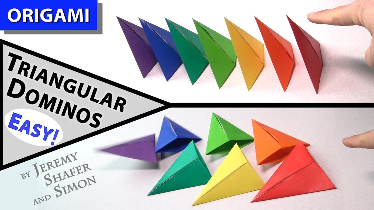 Triangular Dominoes Fall Left and Right - Simple Origami Tutorial - YouTube