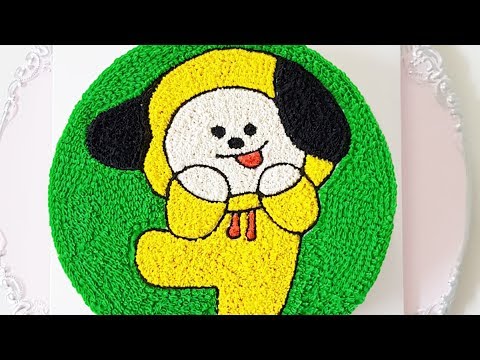 DIY  How To Make BTS JIMIN Symbol BT21 CHIMMY Bangtan Boys character Drawing shape Rainbow cake