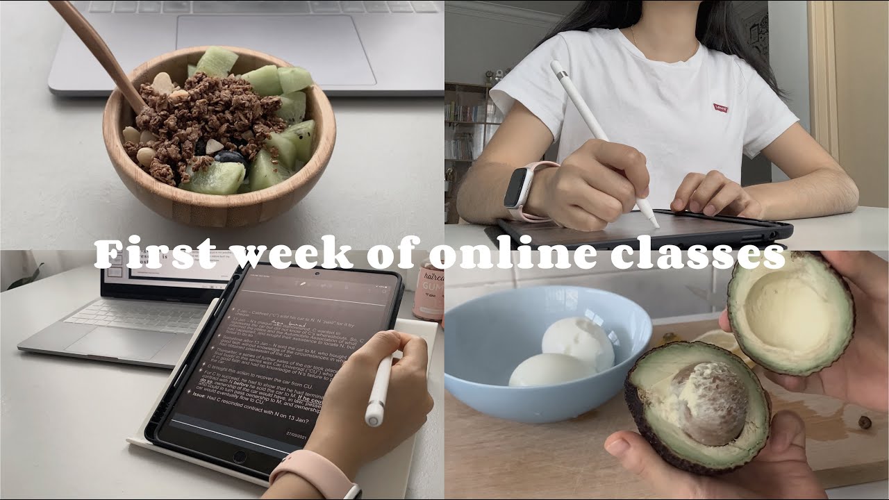 First Week of Online School as a Law Student | desk set up, study vlog ...
