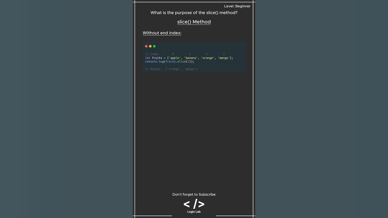 Javascript Interview Question Slice Method Javascriptinterview Javascript Js Youtube