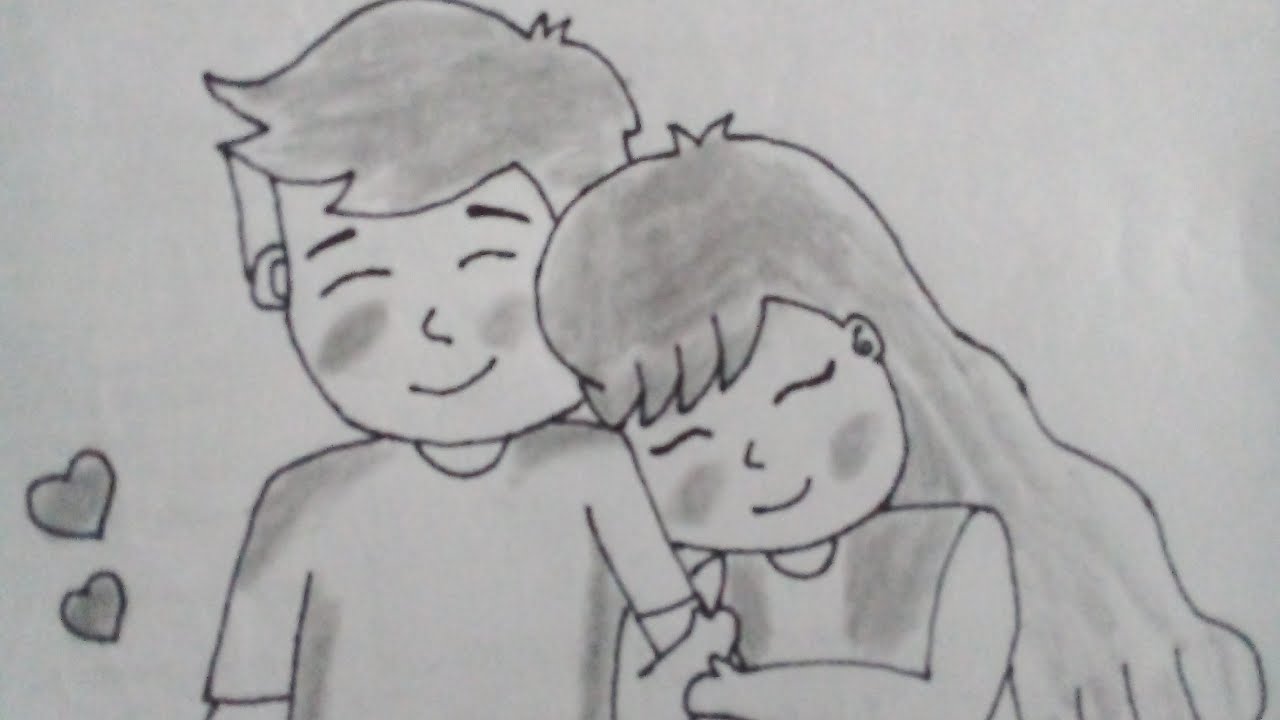 Couple drawing easy || Pencil drawing of a loving couple || Easy step ...