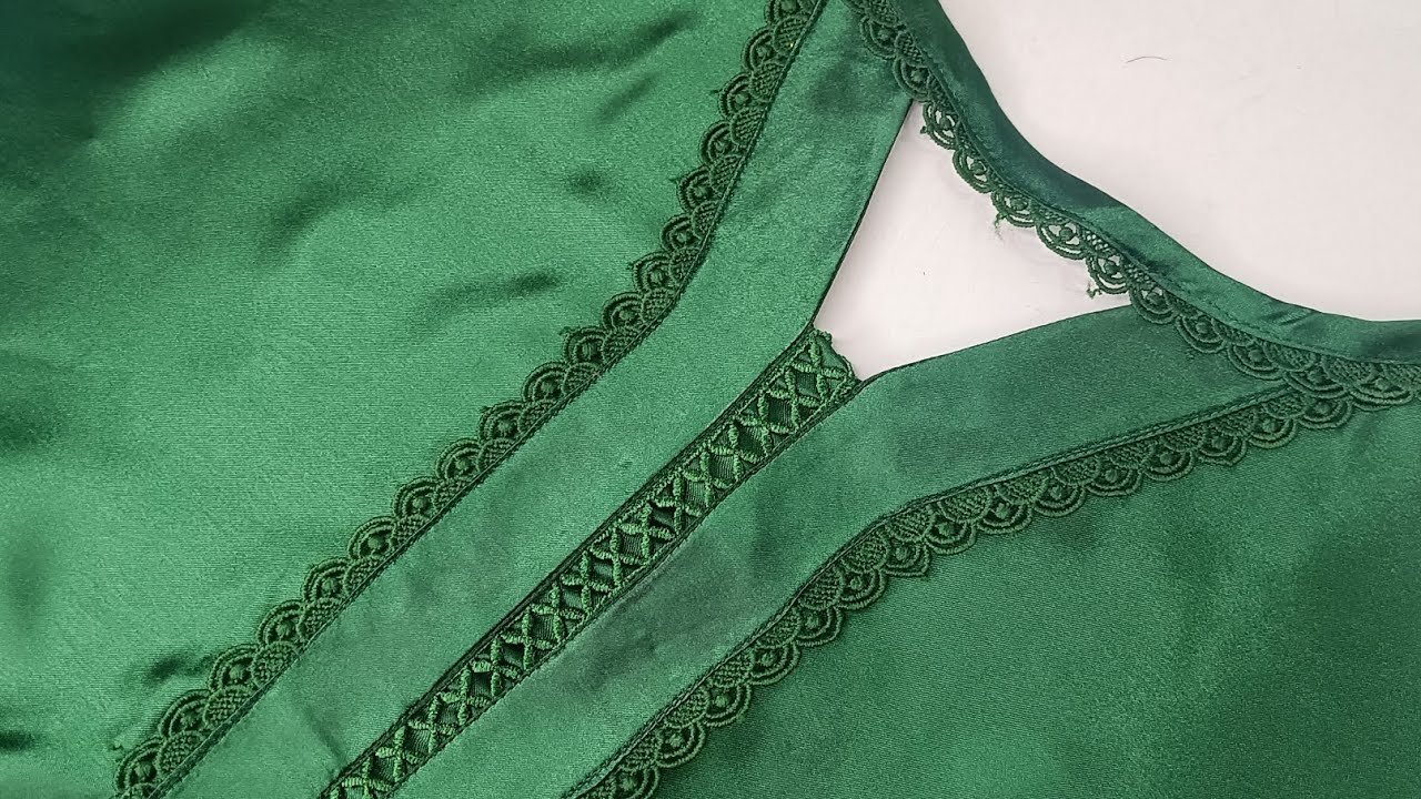 Try This Beautiful Neck Design With Lace Using Sewing Tips And Tricks ...