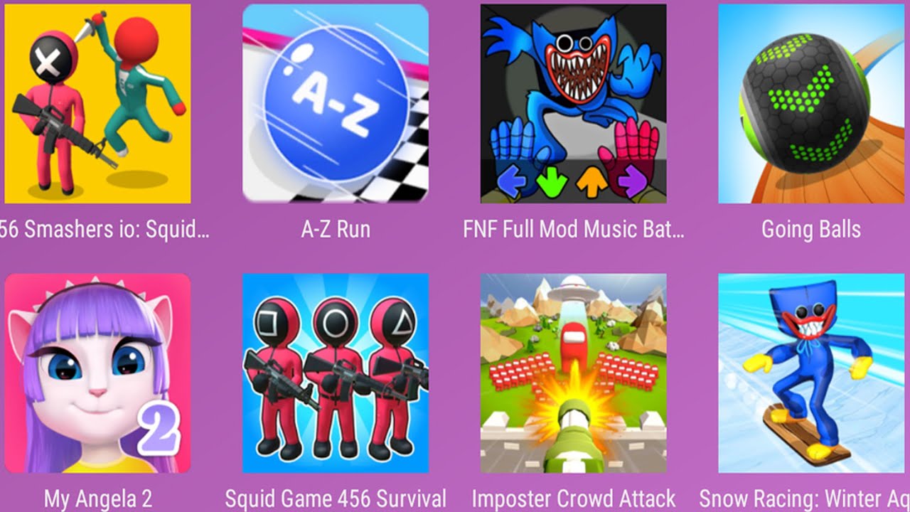 456 Smashers.io Squid,AZ RUn,FNF Full Mod Music Battle,Going Balls ...