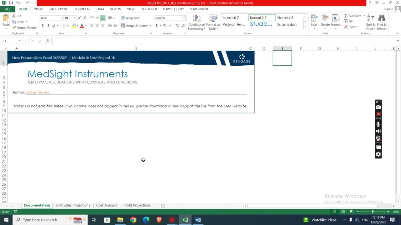 New Perspectives Excel 365/2021 | Module 3: SAM Project 1b # ...