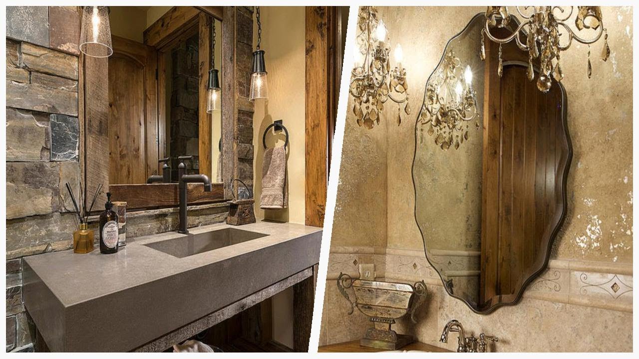 75 Brown Powder Room With Medium Tone Wood Cabinets Design Ideas You'll ...