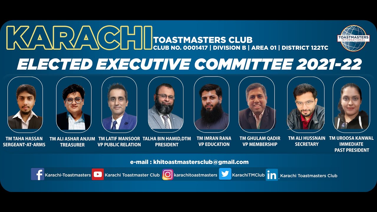 Karachi Toastmasters Club, we are Executive Committee Elect 2021-22 ...