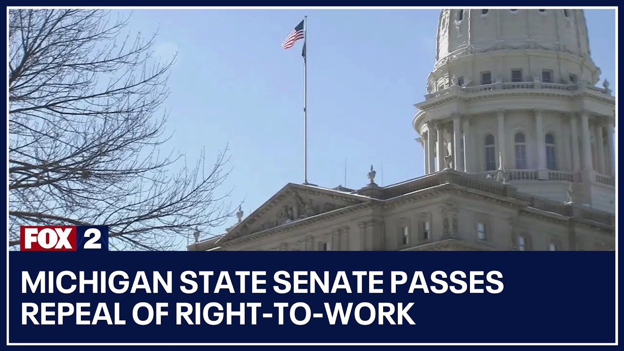 Michigan State Senate passes repeal of right-to-work - YouTube