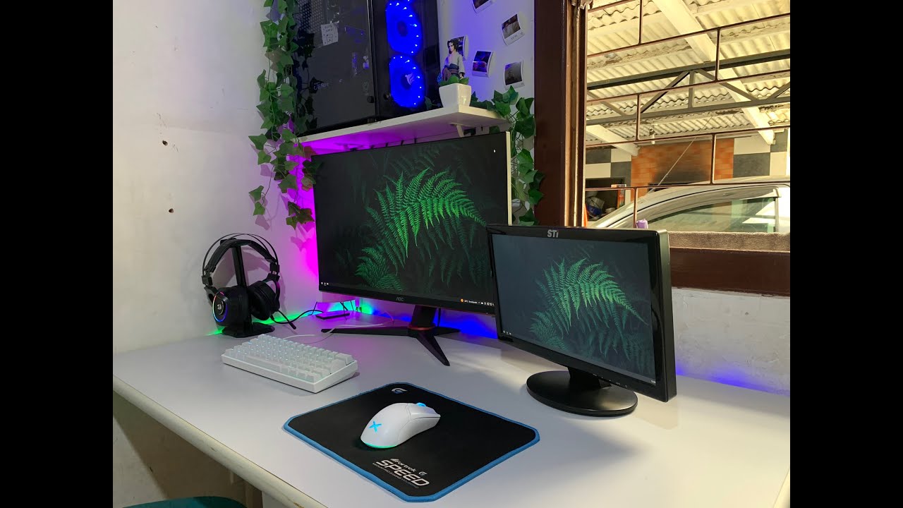 Decorando meu Setup com Plantas | e Organizando os Fios do Quarto - YouTube