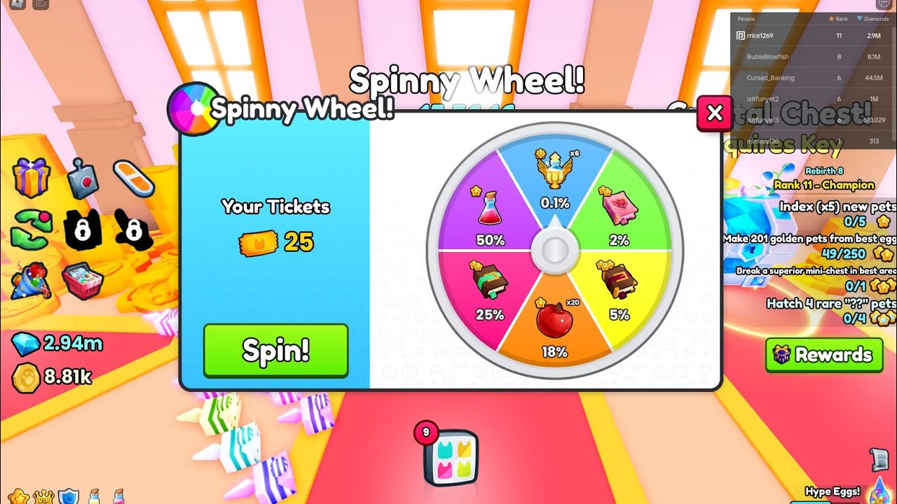 Spinny Wheel x25 - Pet Simulator 99 - Roblox - YouTube