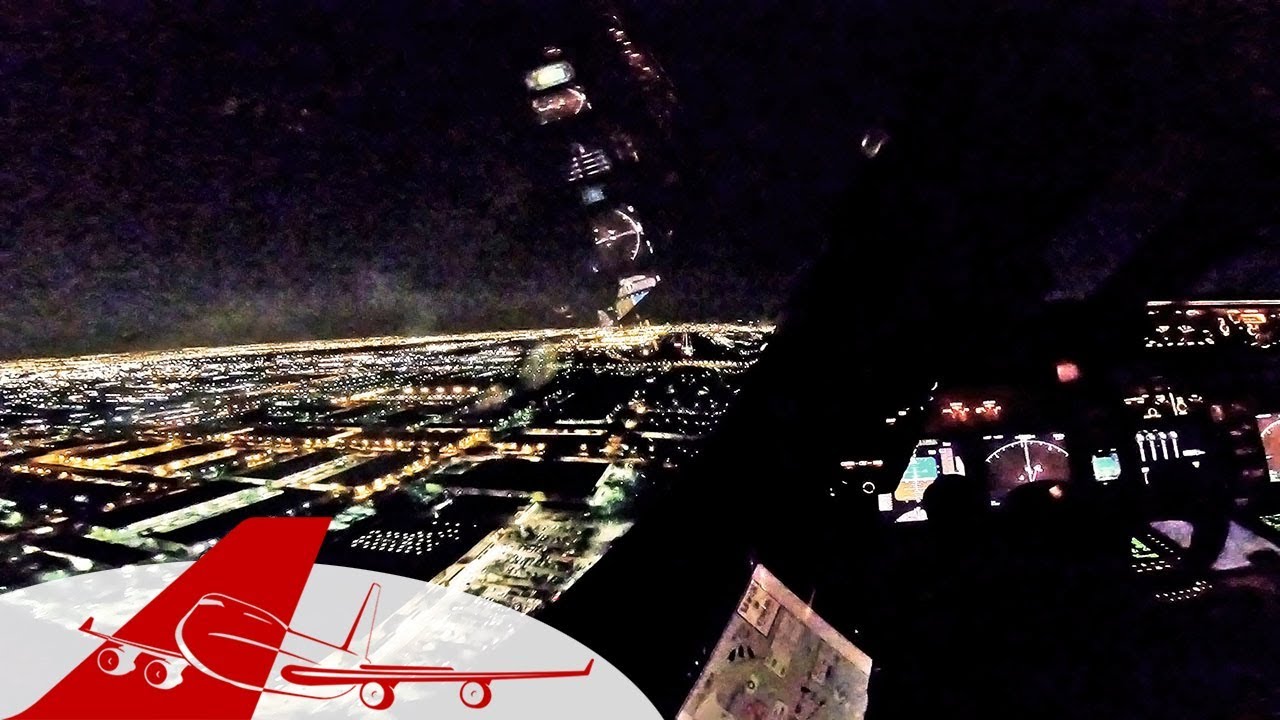 BOEING 747-400 MIAMI INTL. NIGHT LANDING - COCKPIT VIEW - YouTube
