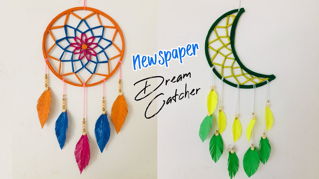 DIY Dream Catcher|Newspaper Dream catcher | Recycle newspaper - YouTube