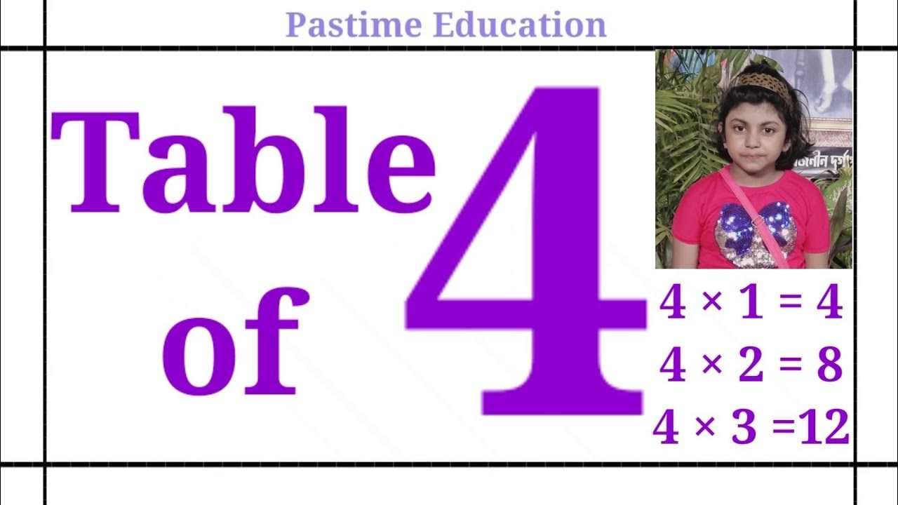 Table of 4, Table 4, Table 4 ka, - YouTube