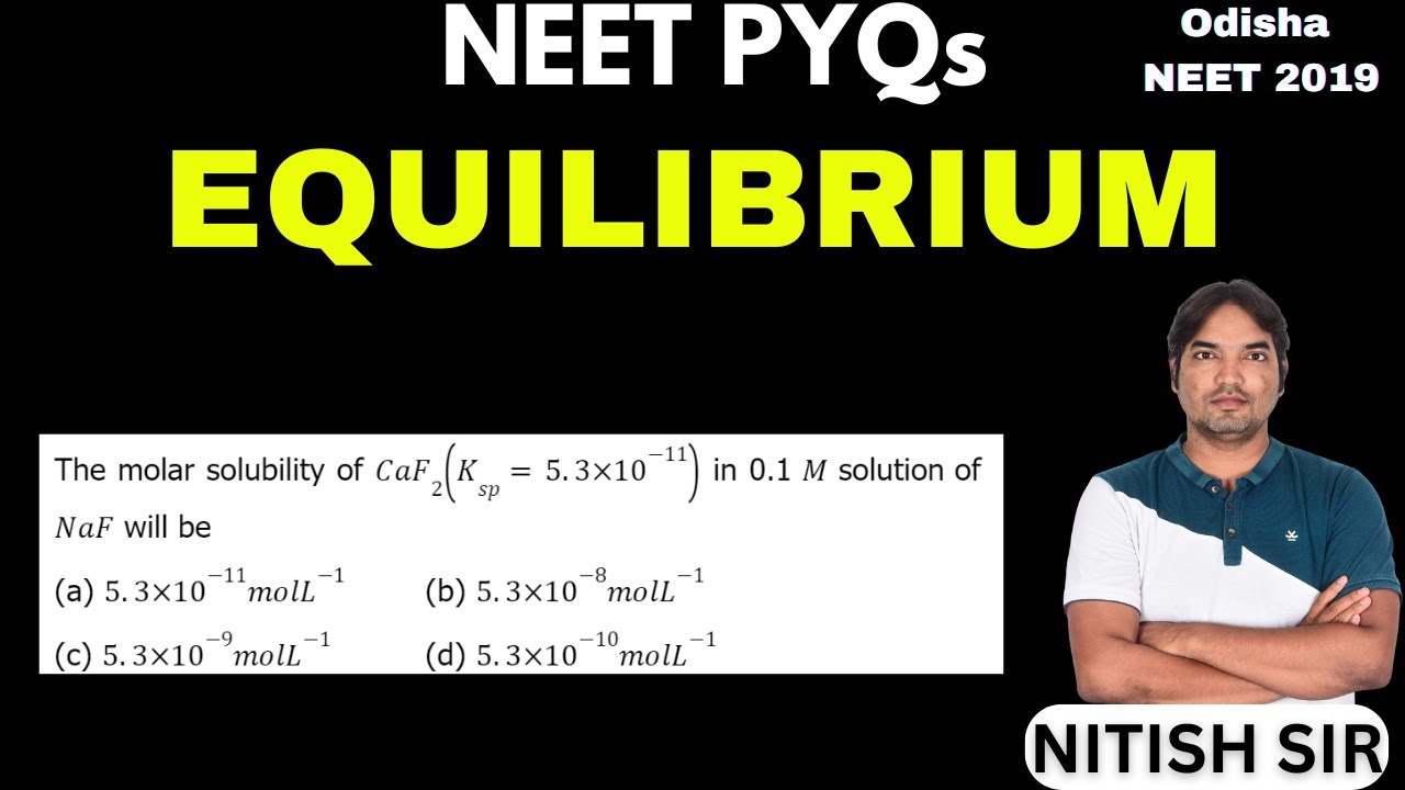 The molar solubility of CaF2 ( Ksp=5.3×10-11 ) in 0.1 M solution of NaF ...