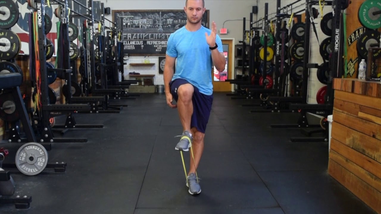 Standing Band Resisted Hip Flexion - YouTube