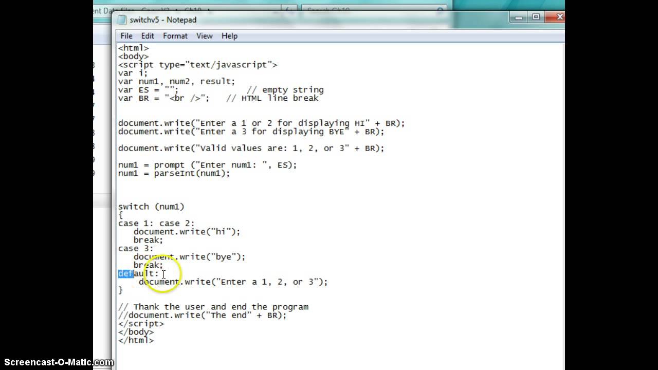 Java Script Switch - YouTube