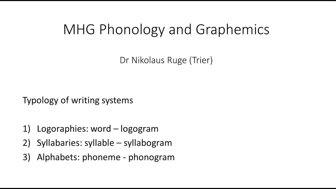Middle High German Phonology & Graphemics (Dr Nikolaus Ruge).Lecture 5 ...