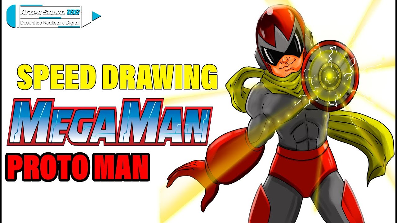 SPEED DRAWING PHOTOSHOP PROTO MAN MEGAMAN SÉRIE TV! - YouTube