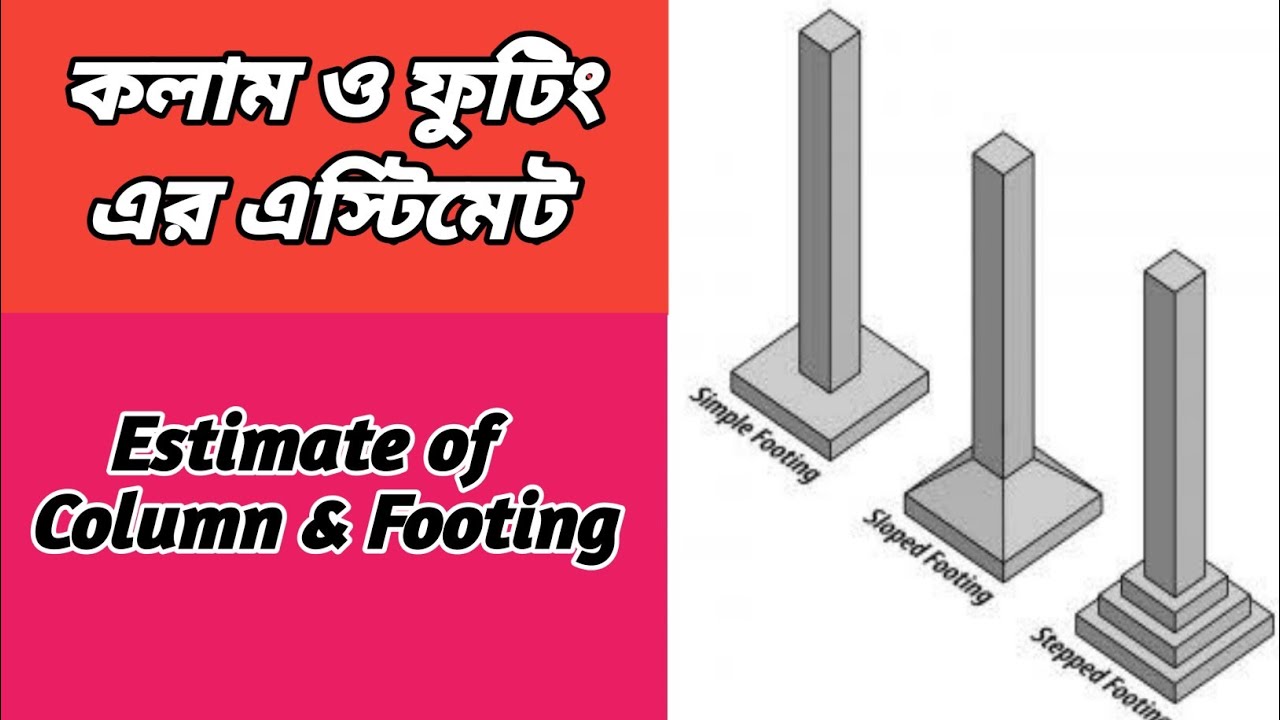 কলাম ও ফুটিং এর এস্টিমেট। Estimate of Column & Footing. - YouTube