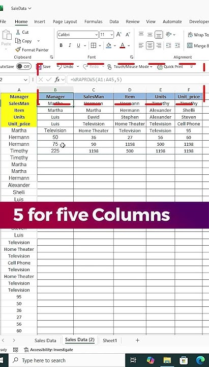 WRAPROWS EXCEL TRICK! 🚀 Turn Rows into Columns in Seconds! ⏳" - YouTube