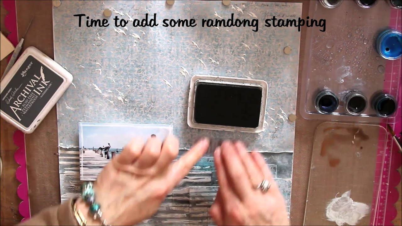 Mixed Media Layout tutorial - By The Sea - YouTube