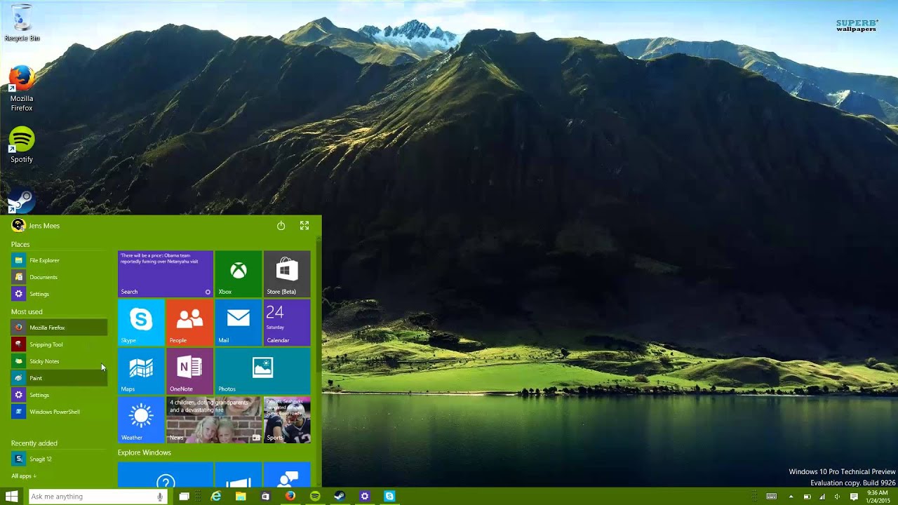 Windows 10 preview: Build 9926 - YouTube