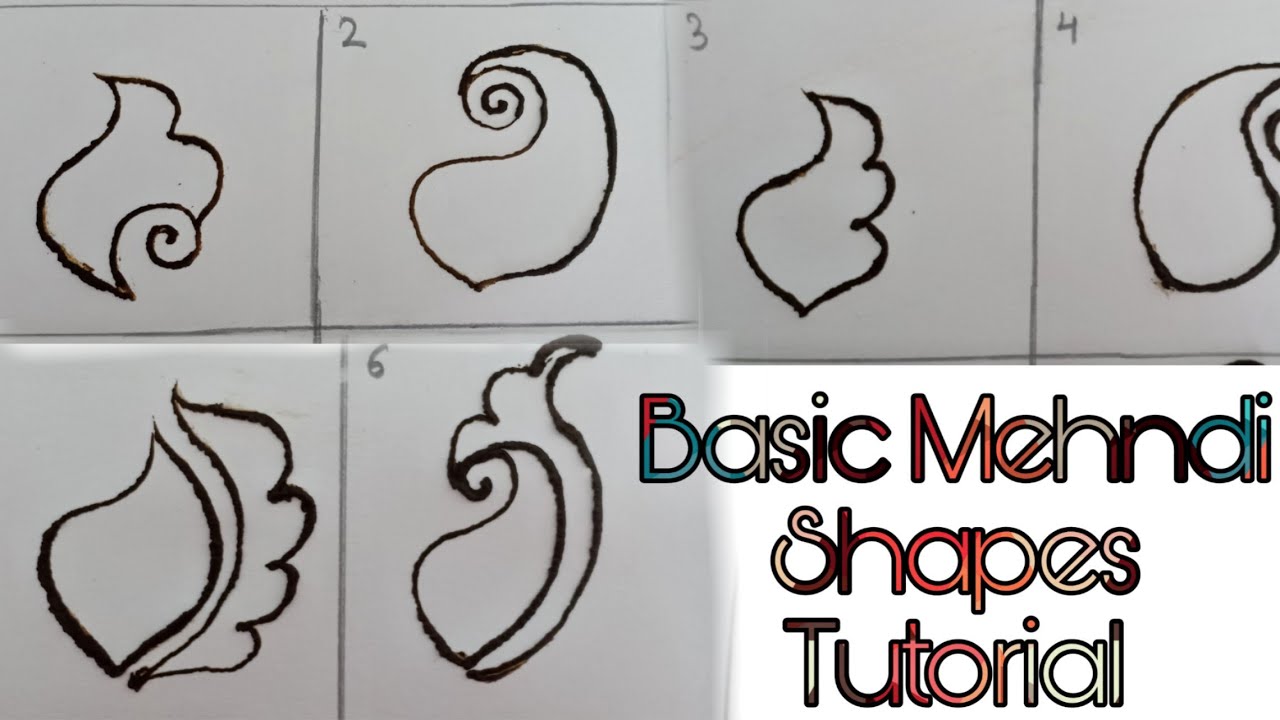 Basic mehndi shapes tutorials || basic 6 types of kairi shapes for ...