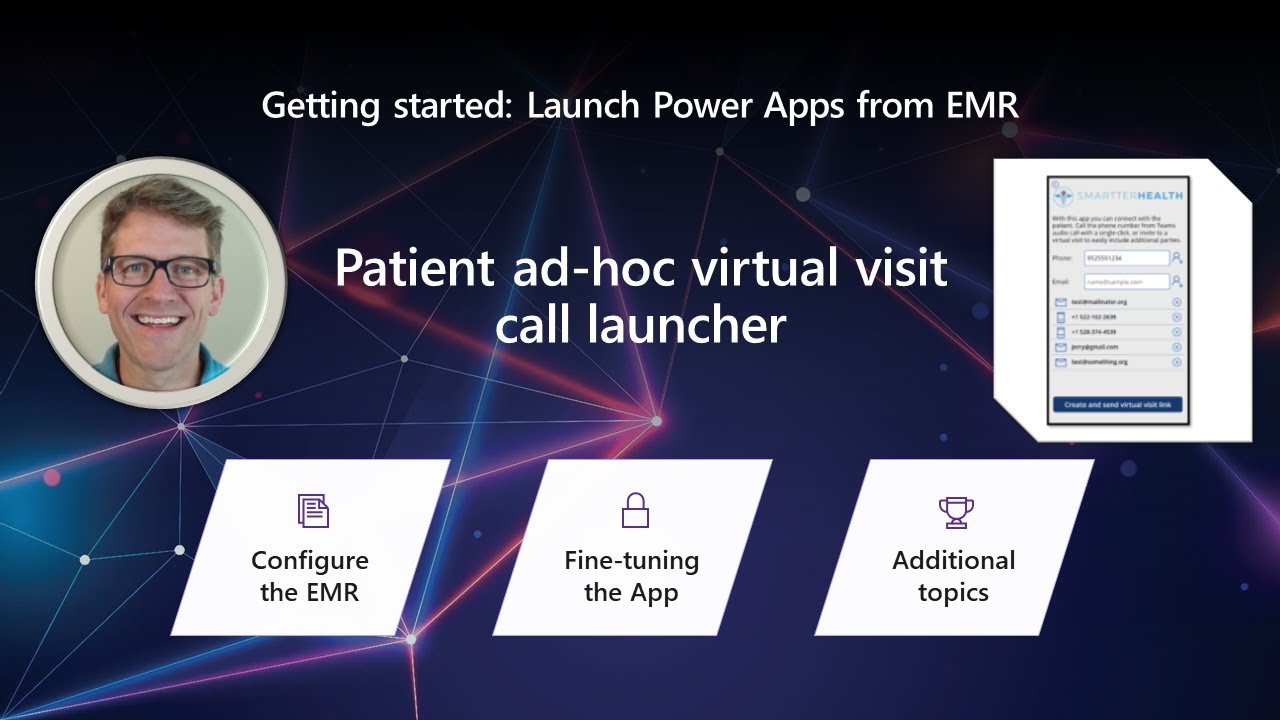 EMR click-to-launch ad-hoc virtual visit Power App - YouTube