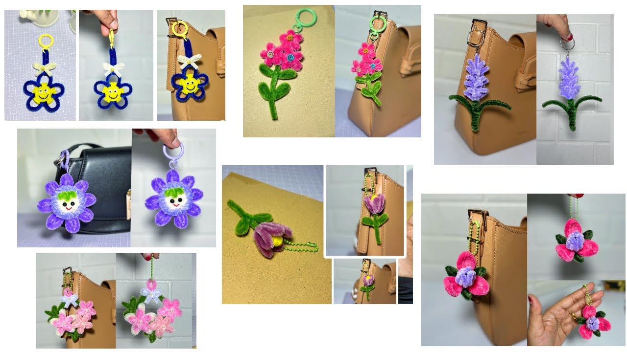 7 fuzzy wire Keychain - Keychain With Pipe Cleaner - YouTube