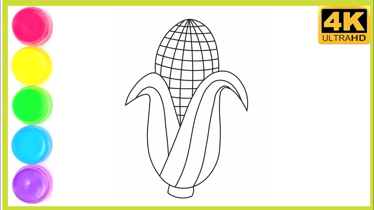 Corn drawing || How to draw a corn 🌽 || Easy to draw sweet corn Drawing ...