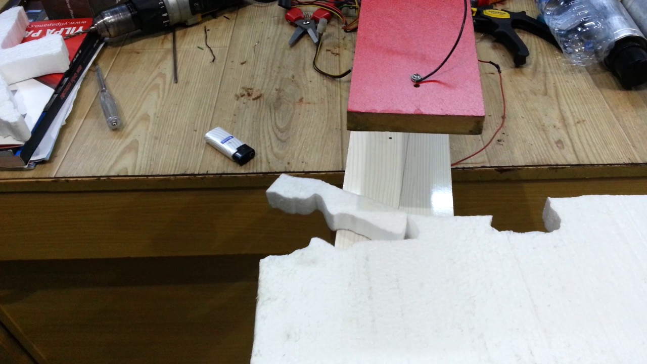Diy foam (polystyrene) cutter with pc power supply (5 volt) - YouTube
