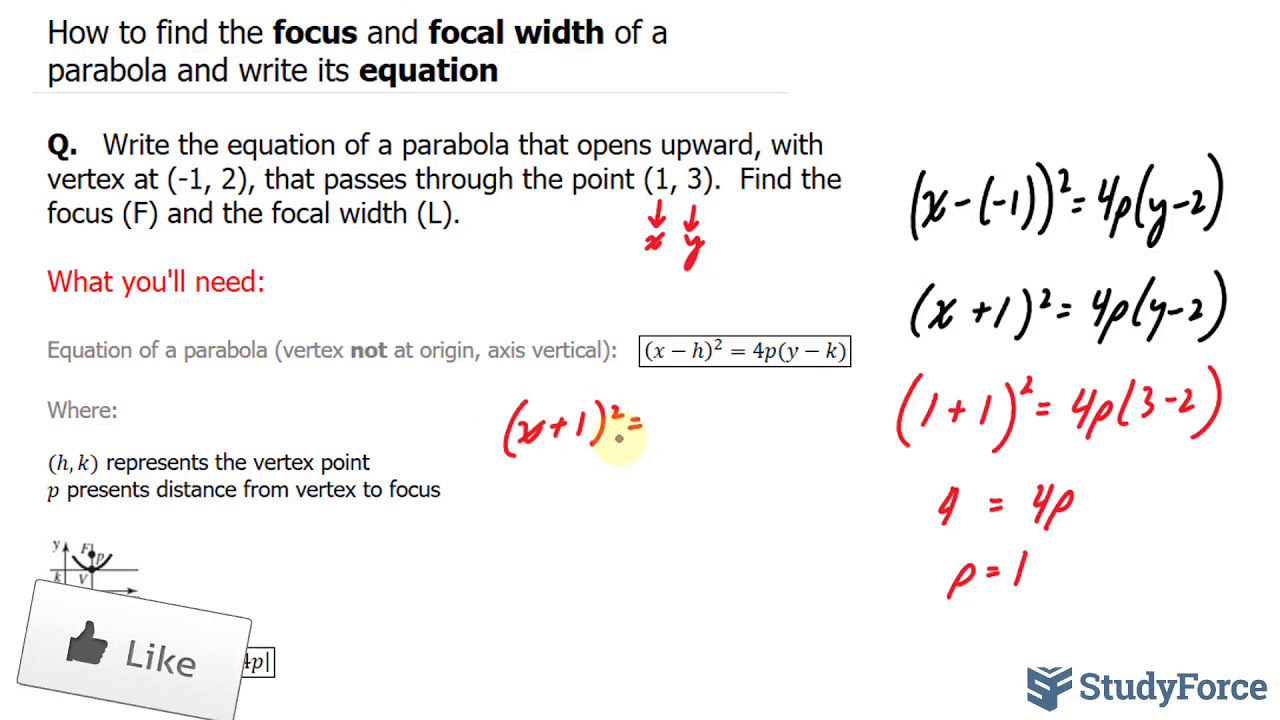 📚 How to find the focus and focal width of a parabola and write its ...
