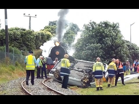 Crashed Car Brings Steam Excursion To A Halt - YouTube