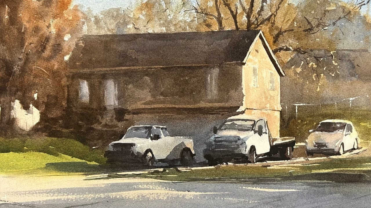 How to Paint Cars in Watercolor - Morning Light - Matthew White - YouTube