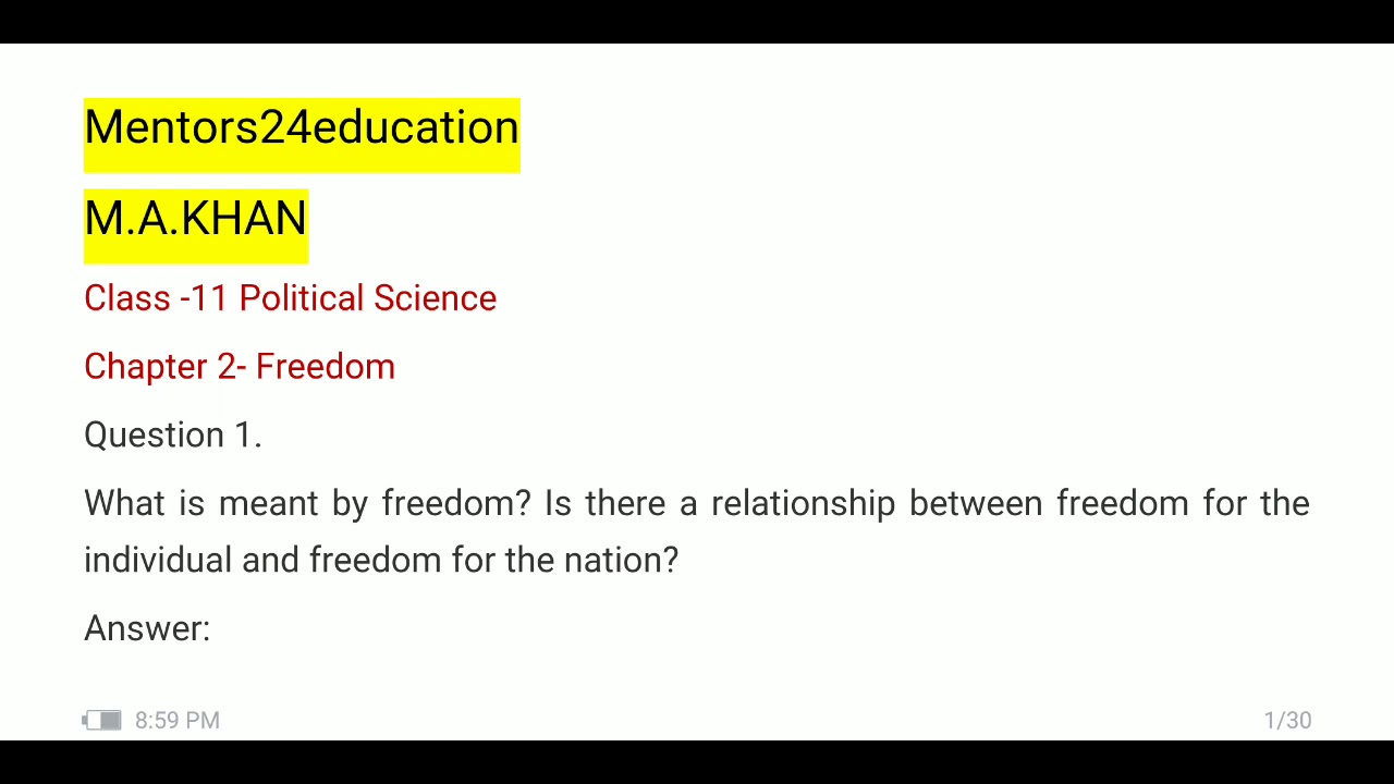 Freedom Questions and Answers class 11 - YouTube