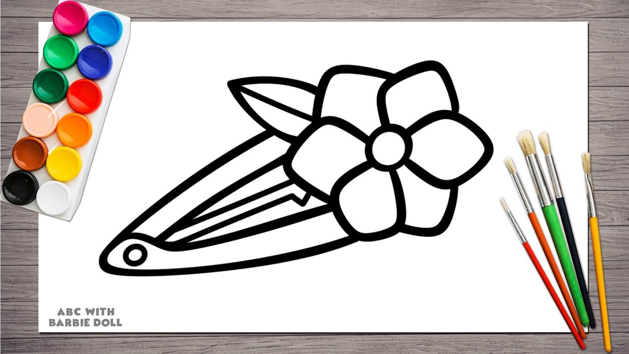 Hair Pin Drawing | How to draw a Cute Hair Pin Drawing Easy For Kids ...