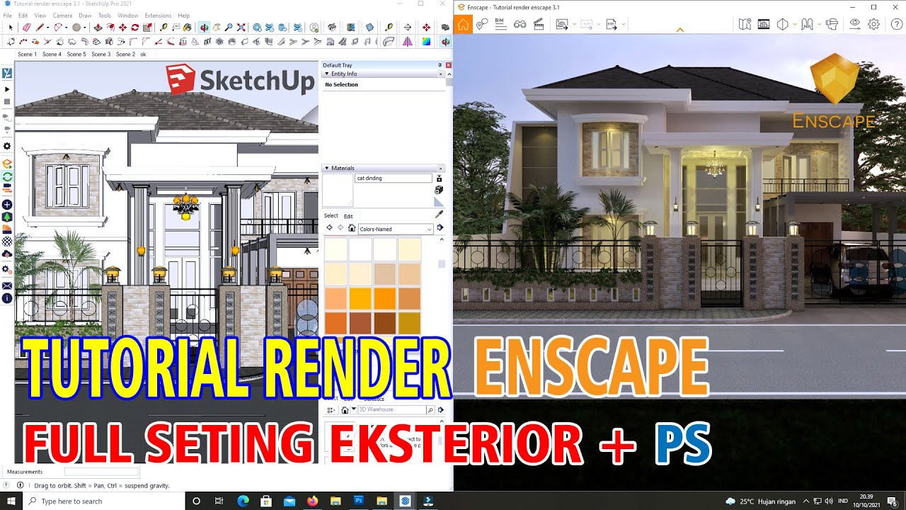 CARA RENDER ENSCAPE - Eksterior Full Seting + PS - YouTube