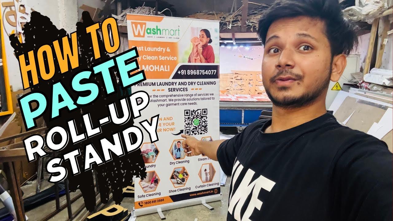 How to Paste Roll-Up Standy || Pasting Flex Printing - YouTube